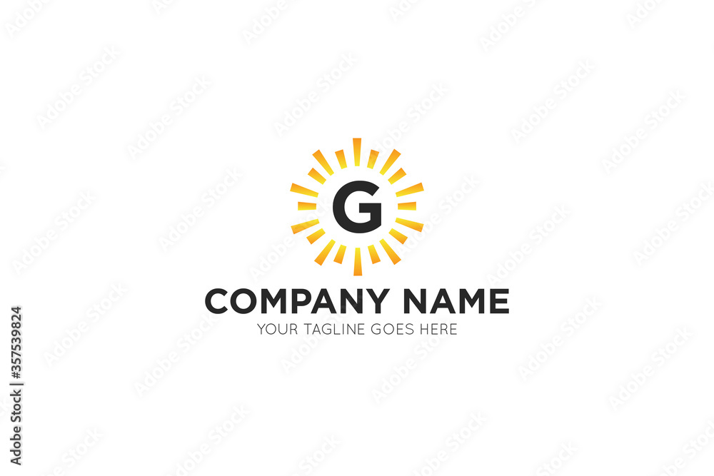 Initial letter g sun, solar logo and icon vector illustration Stock ...