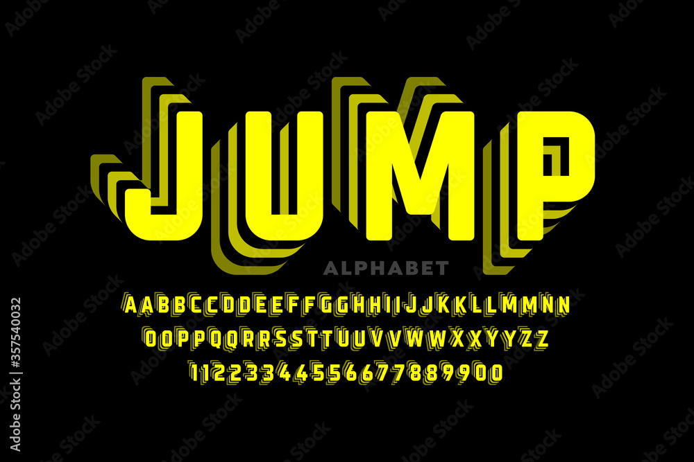 Jumping style font design, alphabet letters and numbers Stock Vector ...