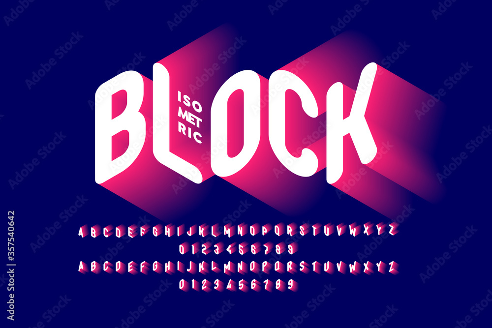 Isometric style font, alphabet letters and numbers Stock Vector | Adobe ...