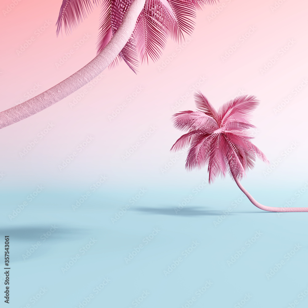 Pastel pink tropical palm tree Stock Illustration | Adobe Stock