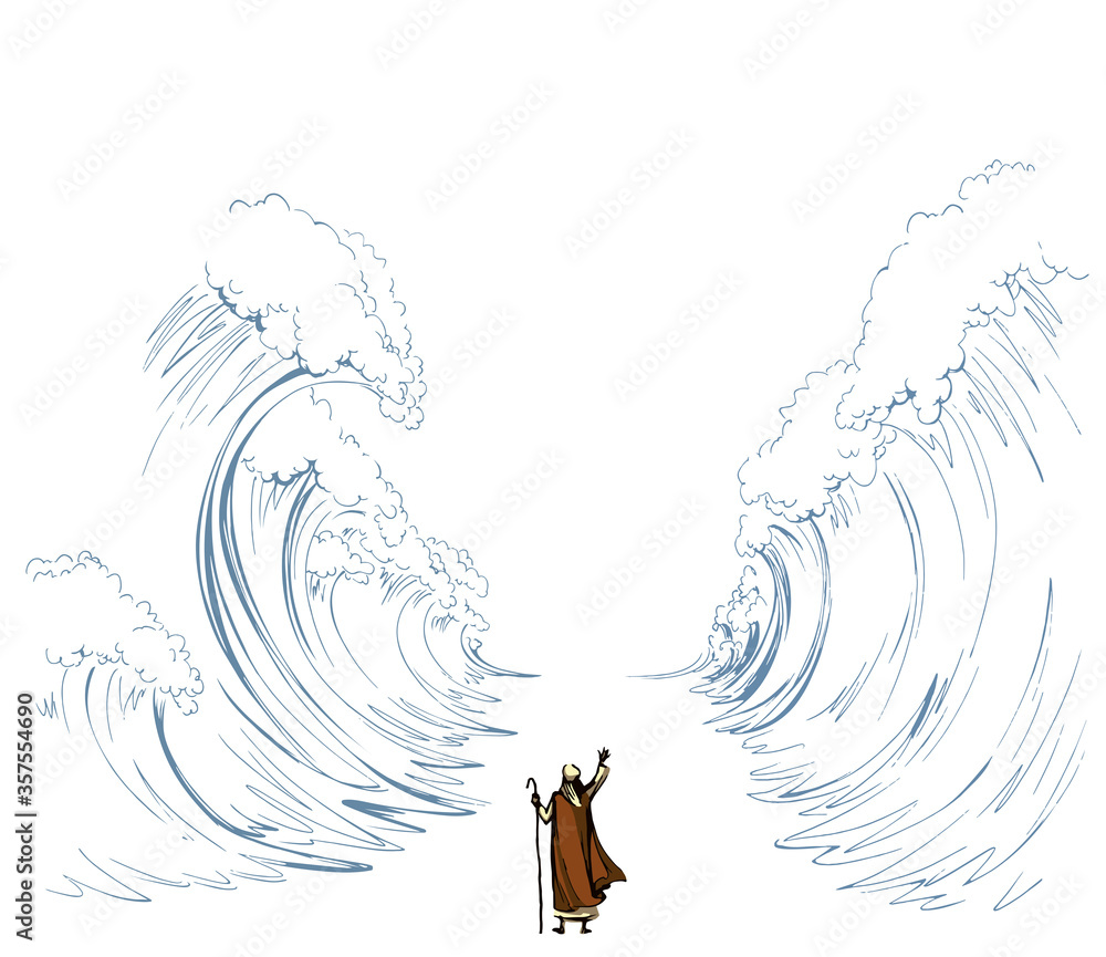 Moses with the staff. Vector drawing Stock Vector | Adobe Stock