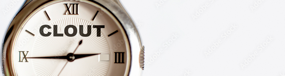 CLOUT Work text.Business times concept people walking overlay with time ...