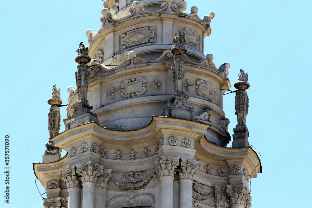 Monolithic spiral spire of the church of S.Ivo alla Sapienza in Rome ...