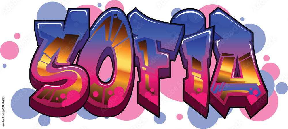 sofia Name Text Graffiti Word Design Stock Vector | Adobe Stock