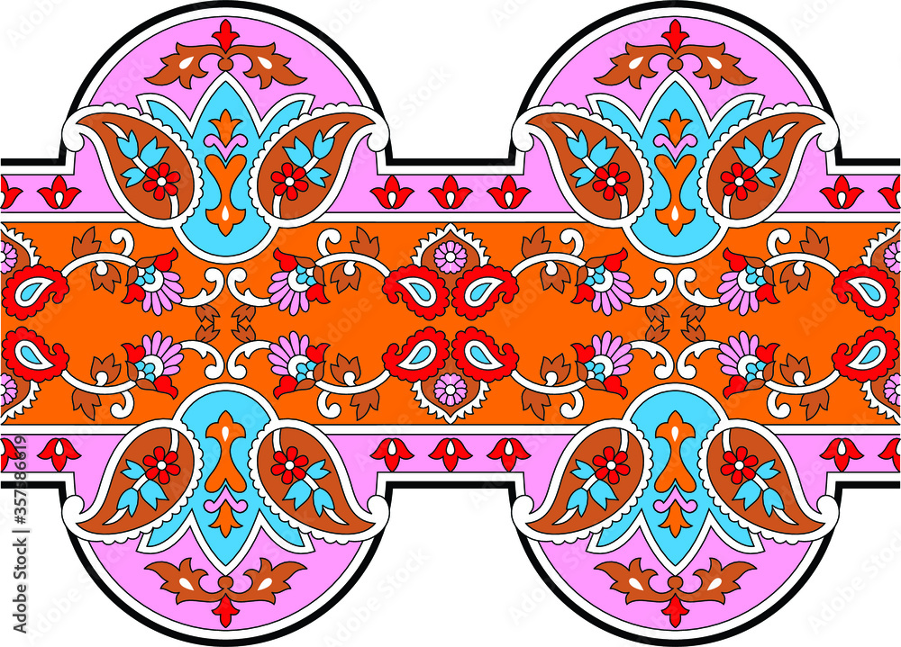 colorful vector ornament kalamkari border design Stock Vector | Adobe Stock