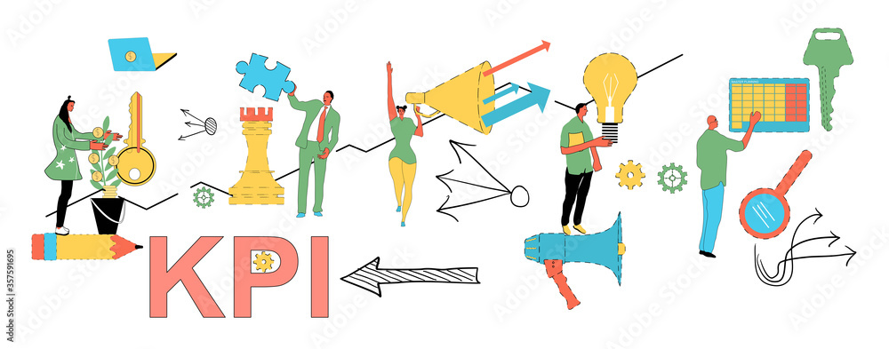 Vetor de Key Performance Indicator (KPI) vector illustration with ...