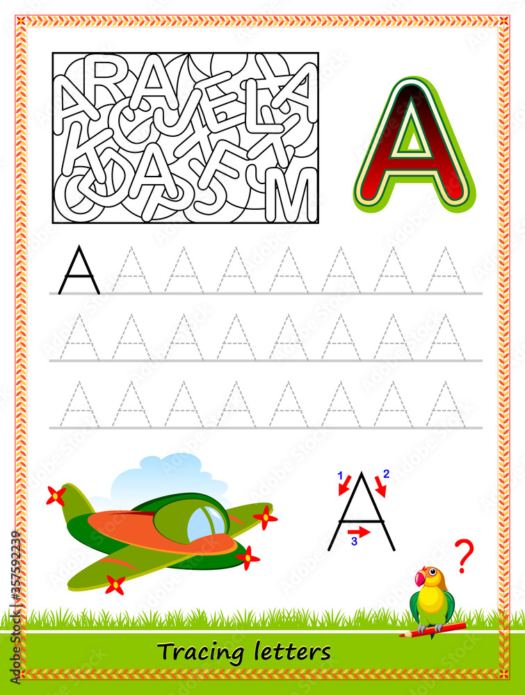 Worksheet for tracing letters. Find and paint all letters A. Kids ...