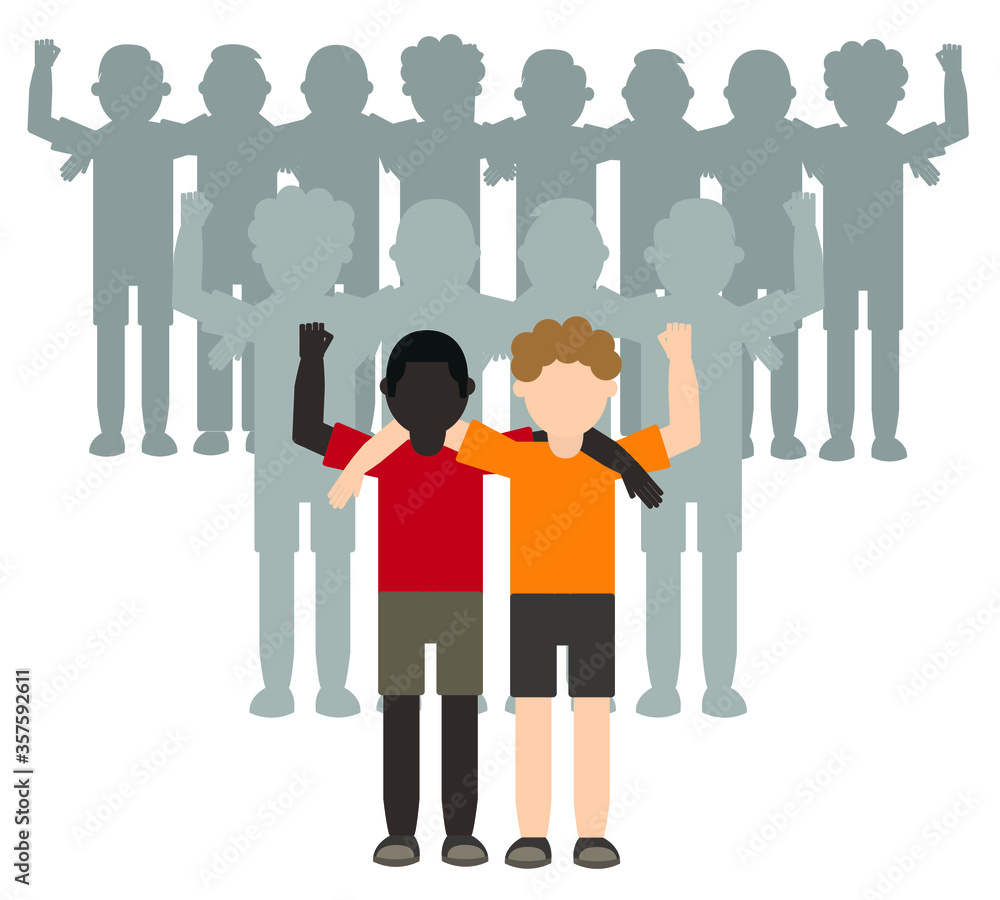 Human rights social activism demonstration. People protest about racism ...