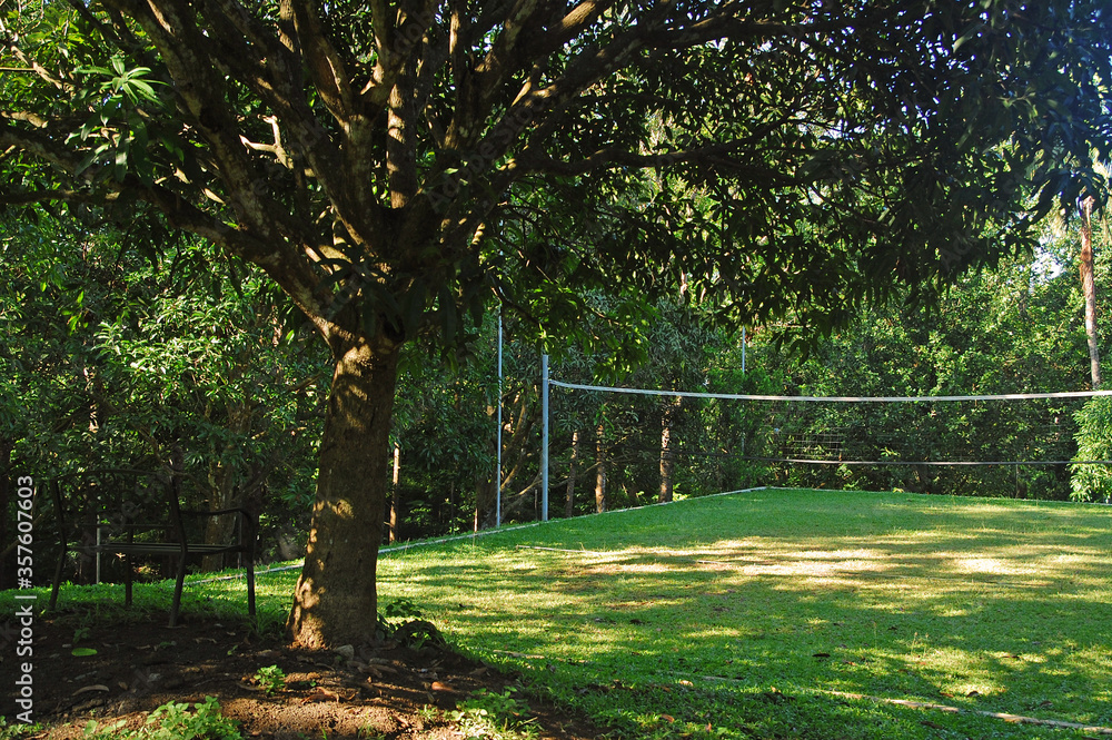 Volleyball court in grass field at CCF Mount Makiling Recreation Center ...