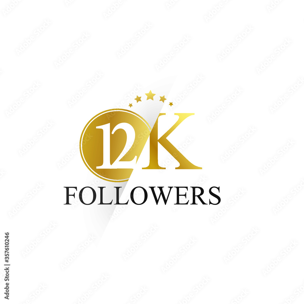 12K,12.000 Follower Thank you simple design isolated on white ...