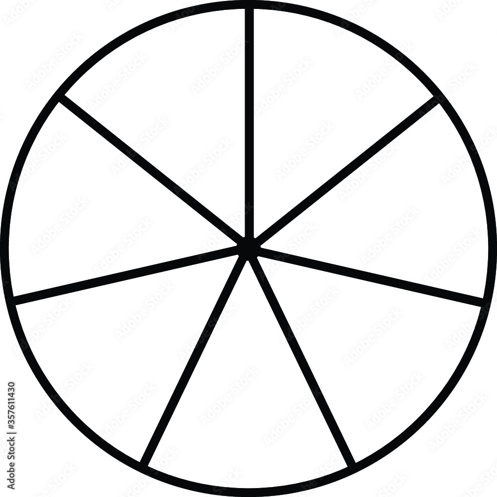 circle divided into 7 parts equal parts, black outline Stock Vector ...