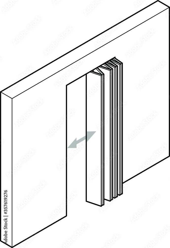 Line drawing of an accordion/concertina door. Stock Vector | Adobe Stock