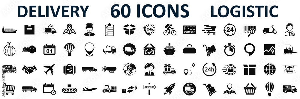 Set logistics icons, delivery, shipping signs – stock vector Stock ...
