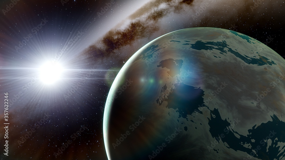 beautiful alien planet in far space, realistic exoplanet, planet ...