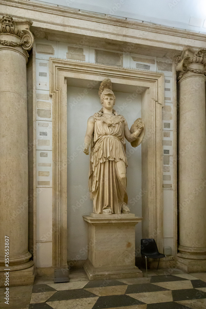 Rome, Italy - January, 6, 2020. Ancient statues on display of ...