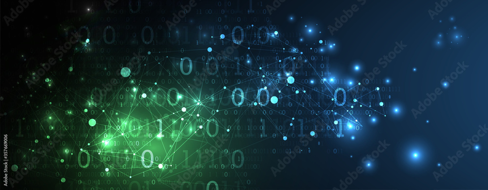 Technology Background With Plexus Effect Big Data Concept Binary Computer Code Vector