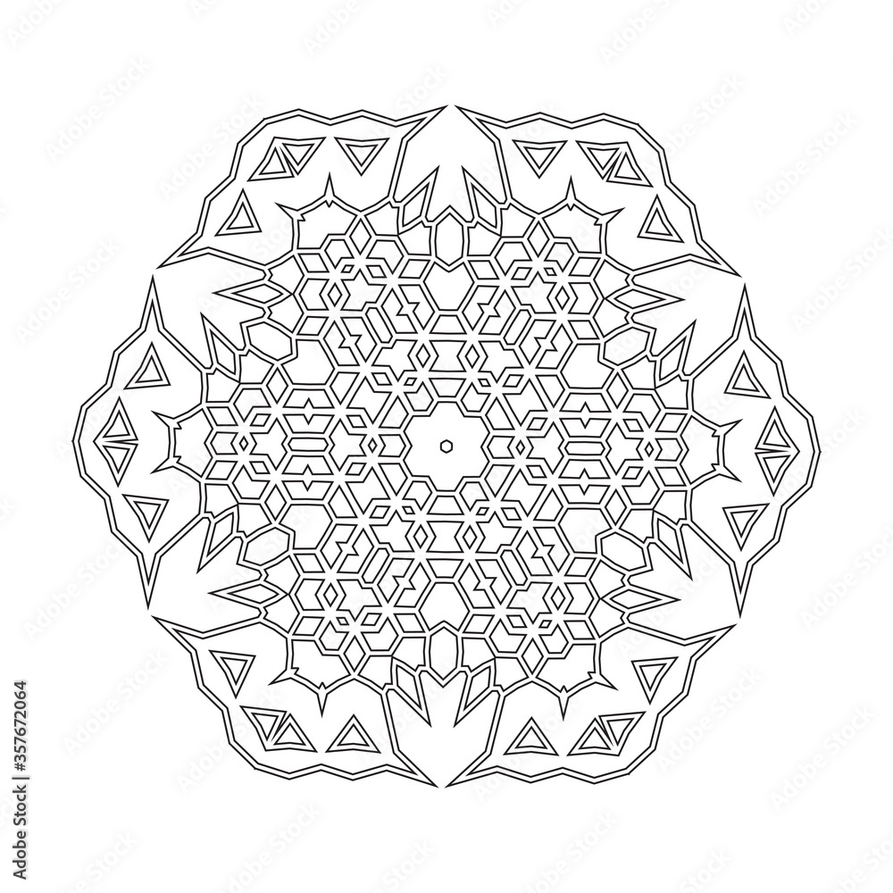 Floral Straight Lined Mandala. Trendy Tattoo Template. Coloring Pages ...