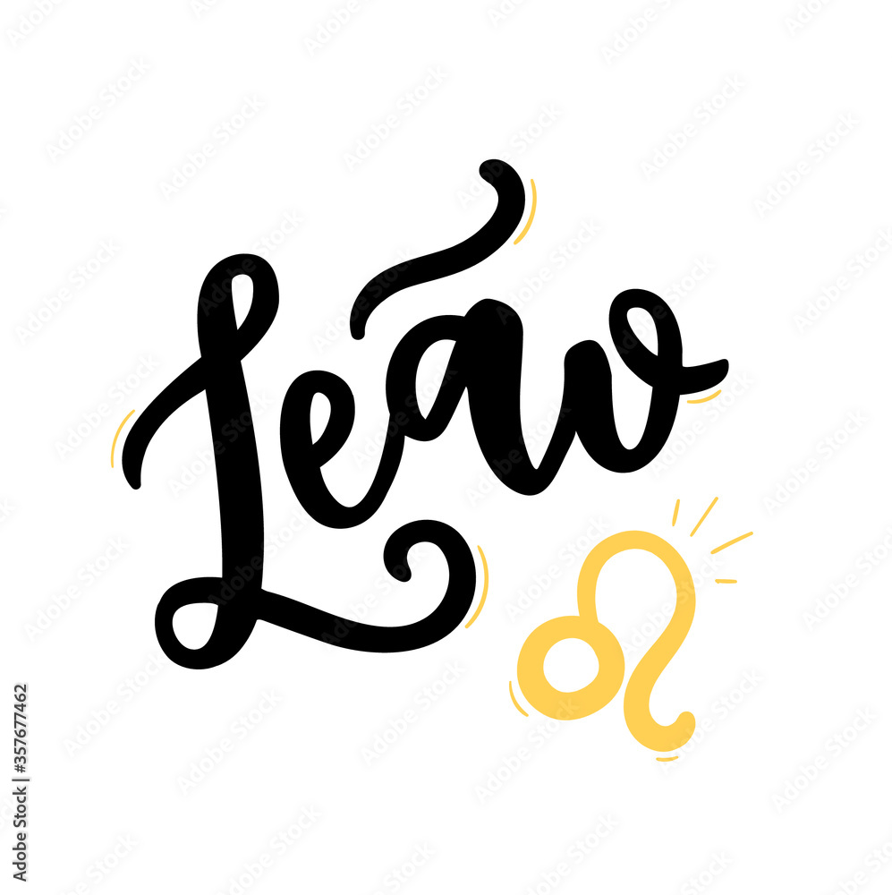 Leão. Leo. Zodiac Sign. Brazilian Portuguese Hand Lettering for Lion ...
