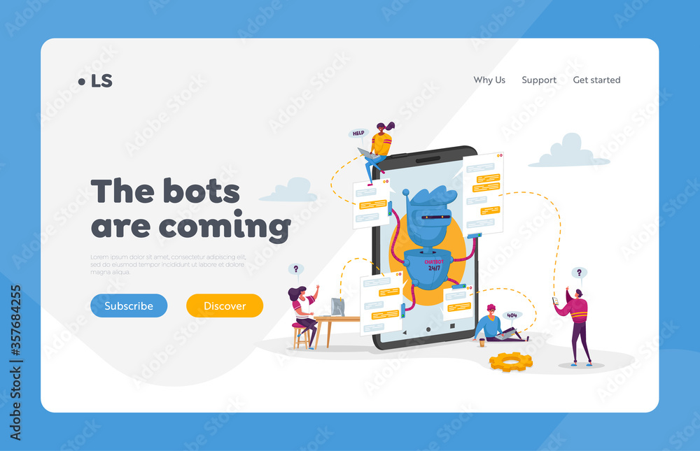 Artificial Intelligence Landing Page Template. Tiny Characters at Huge ...