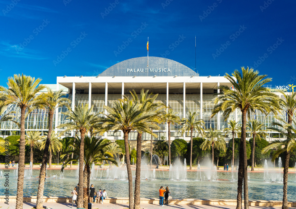 VALENCIA, SPAIN - JANUARY 9, 2019: The Valencia Palace of Music concert ...
