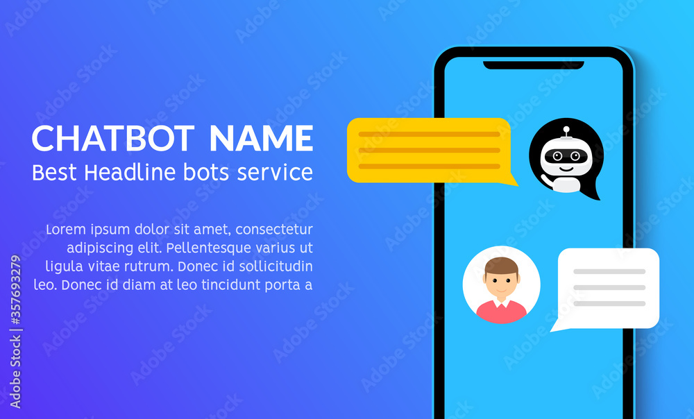 Chatbot phone call flat customer vector service marketing banner. Chat ...