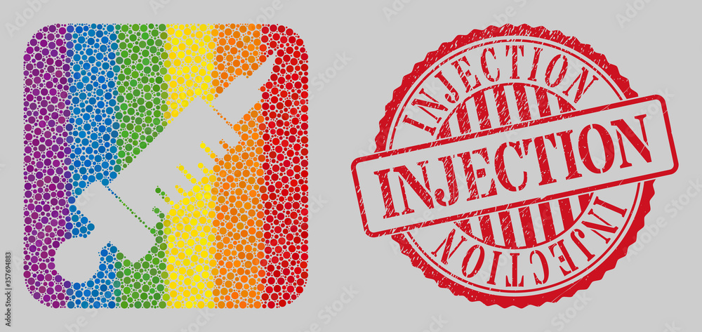 Grunge Injection watermark and mosaic medical injection stencil for ...