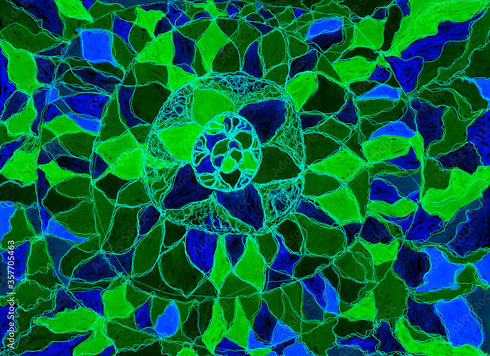 Flowers illustration. Neurographic design of the picture using multi ...