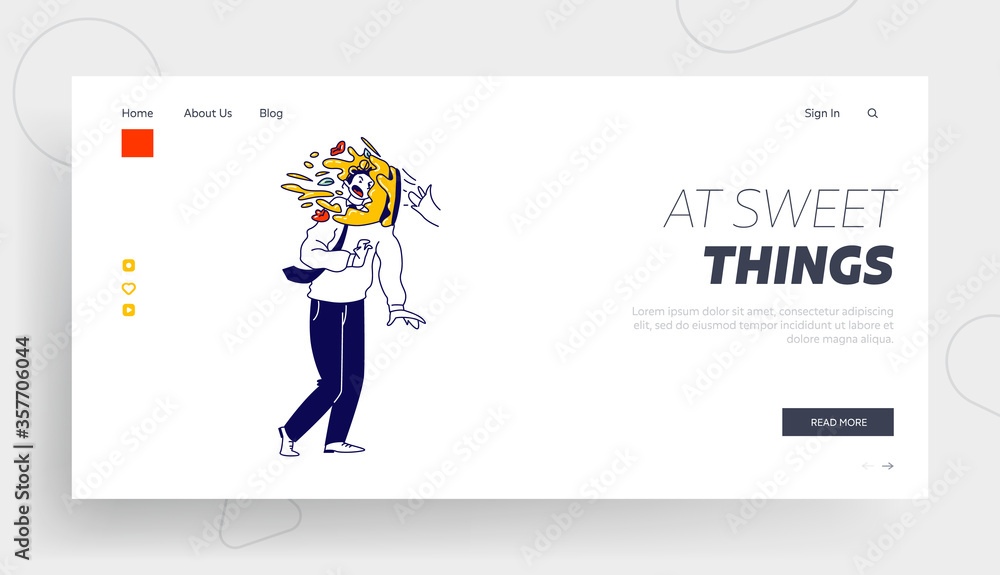Crazy Festive Surprise Landing Page Template. Business Man Character ...