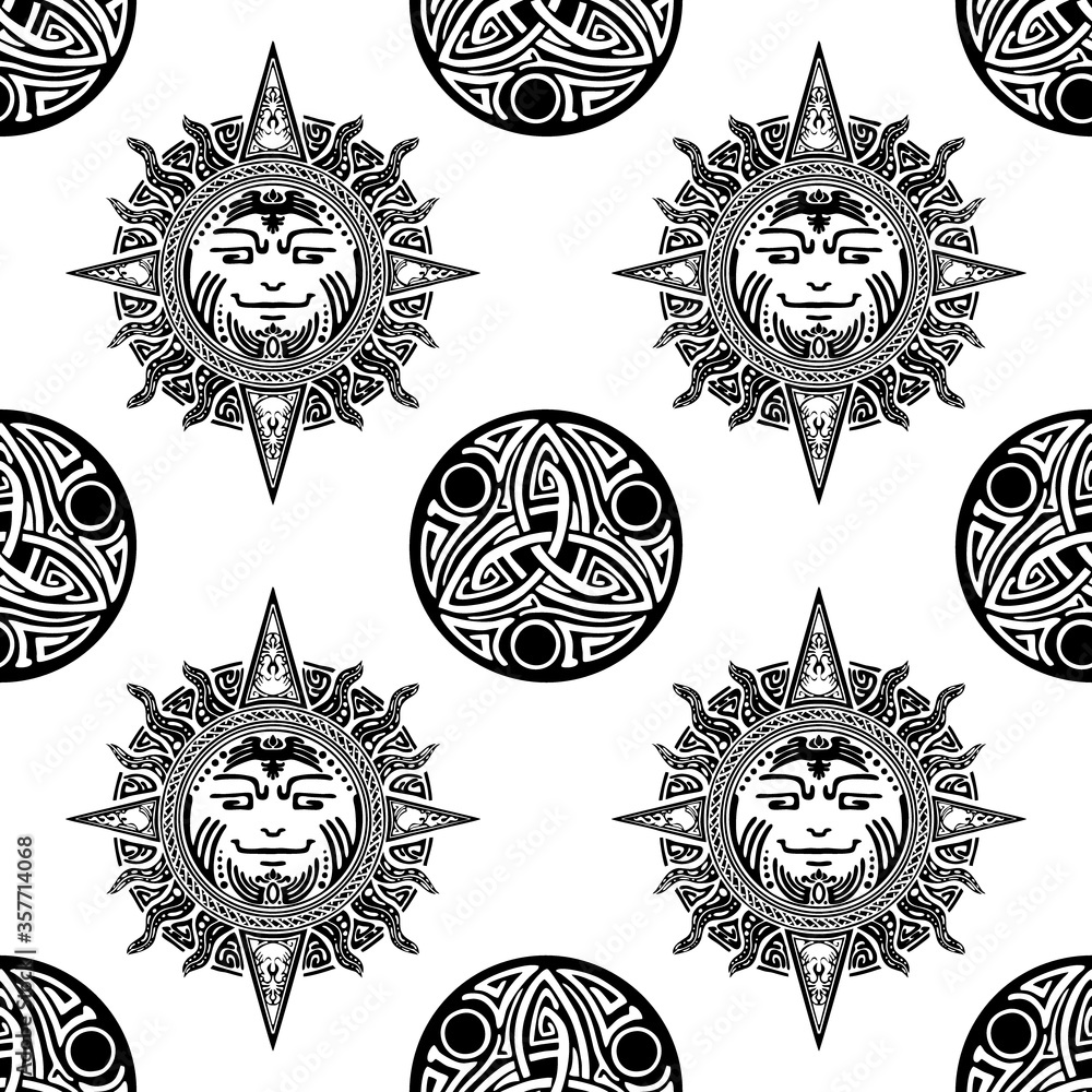 motif Viking Celtic tribal element tattoo design form sun and amulet ...