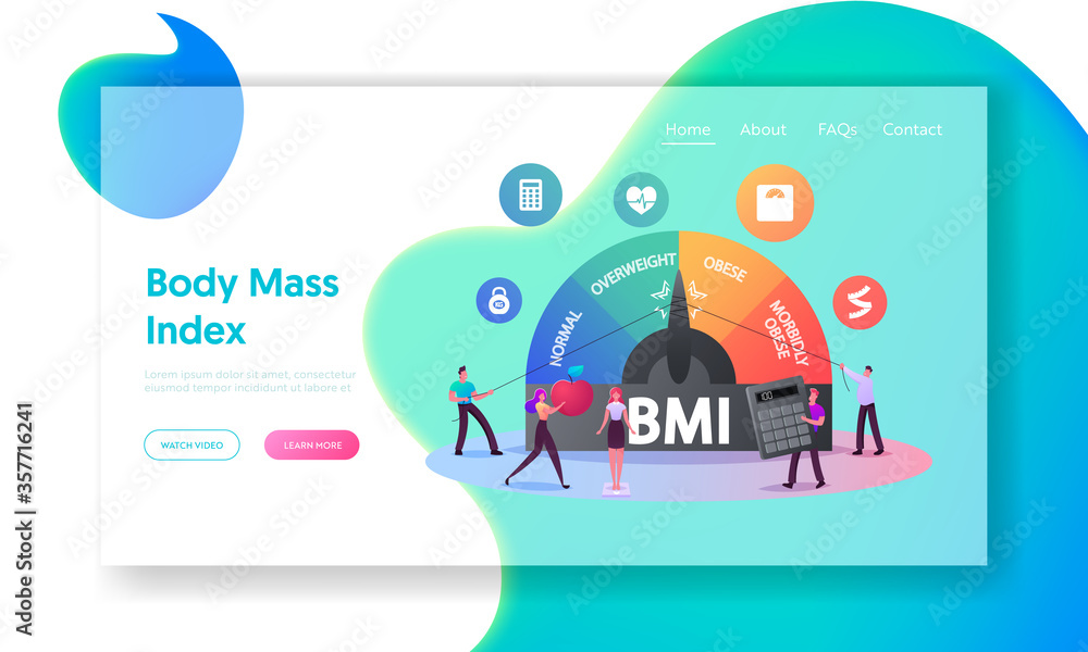 Body Mass Index Landing Page Template. Tiny Characters at Huge Scale ...