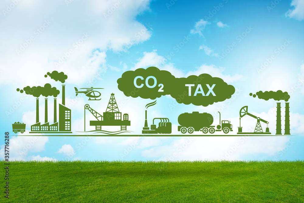Carbon tax concept with industrial plant Stock Illustration | Adobe Stock