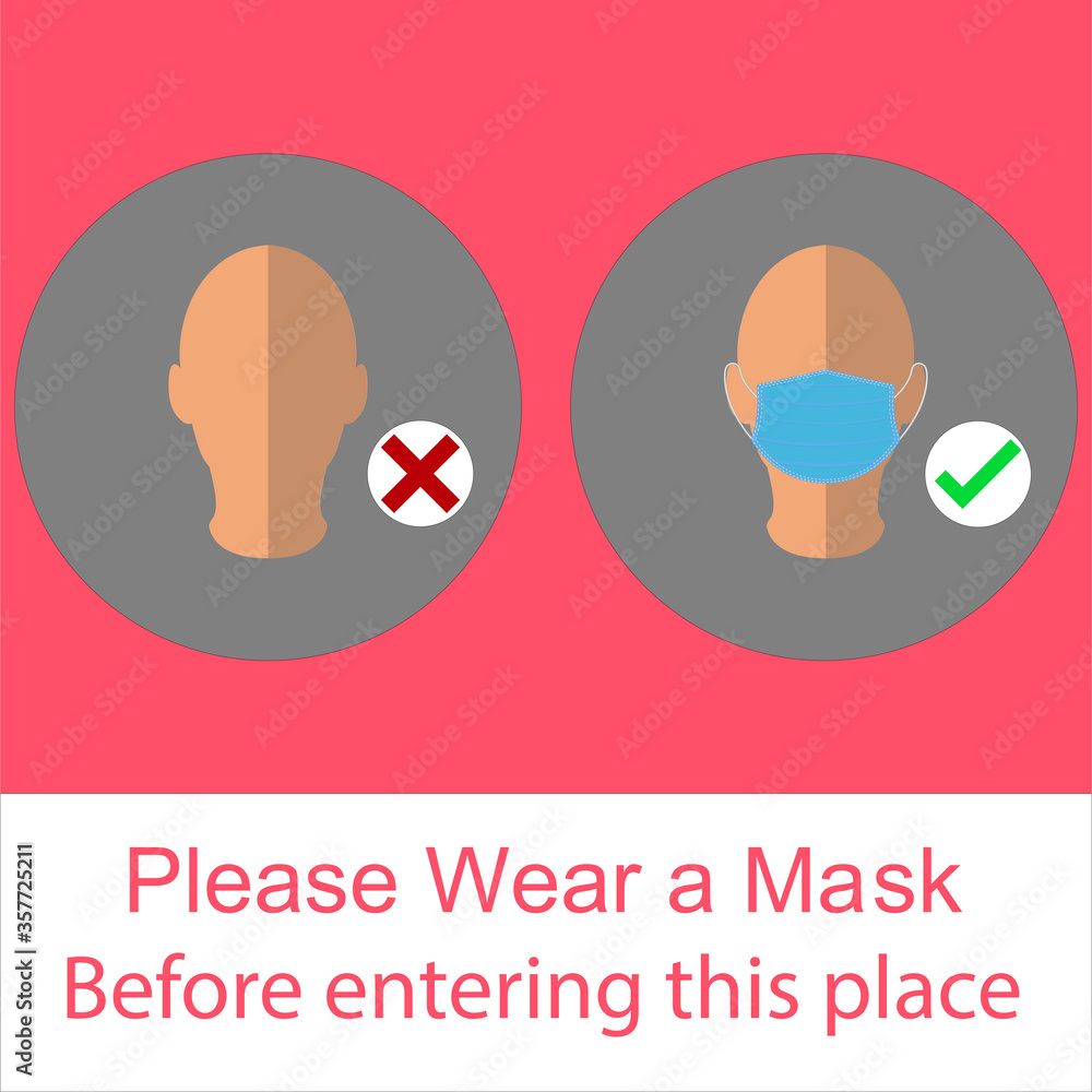 vector medical face mask and text please wear a mask before entering ...