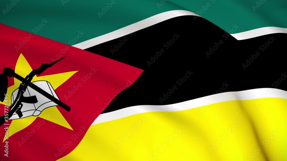 Mozambique National Flag - 4K seamless loop animation of the Mozambican ...