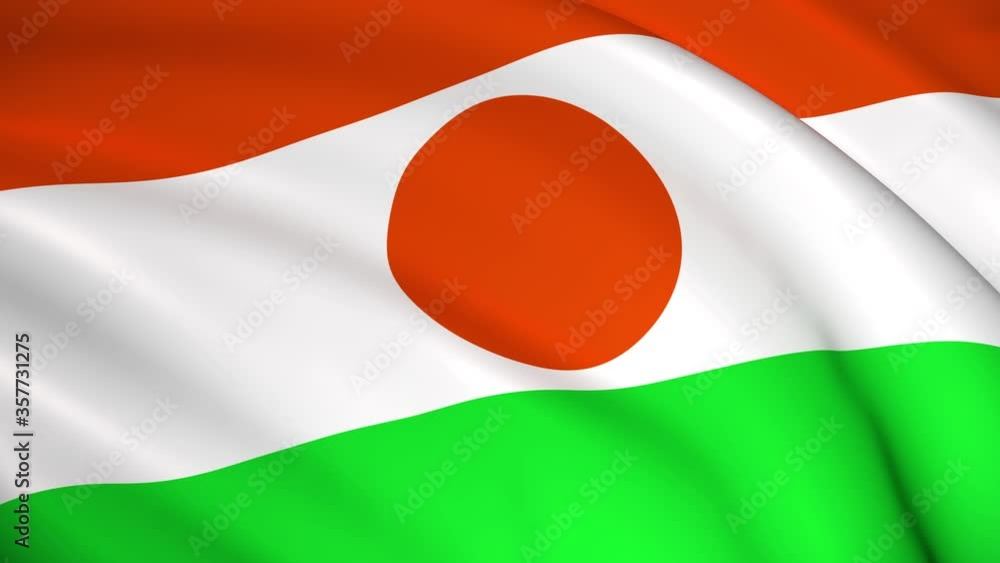 Niger National Flag - 4K seamless loop animation of the Nigerien flag. Highly detailed realistic ...