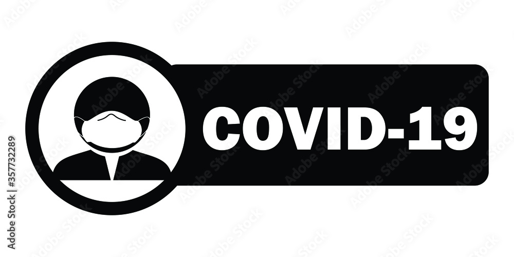 Covid-19 Stick Figure Face Mask With Text In Tag. Man In Facial ...