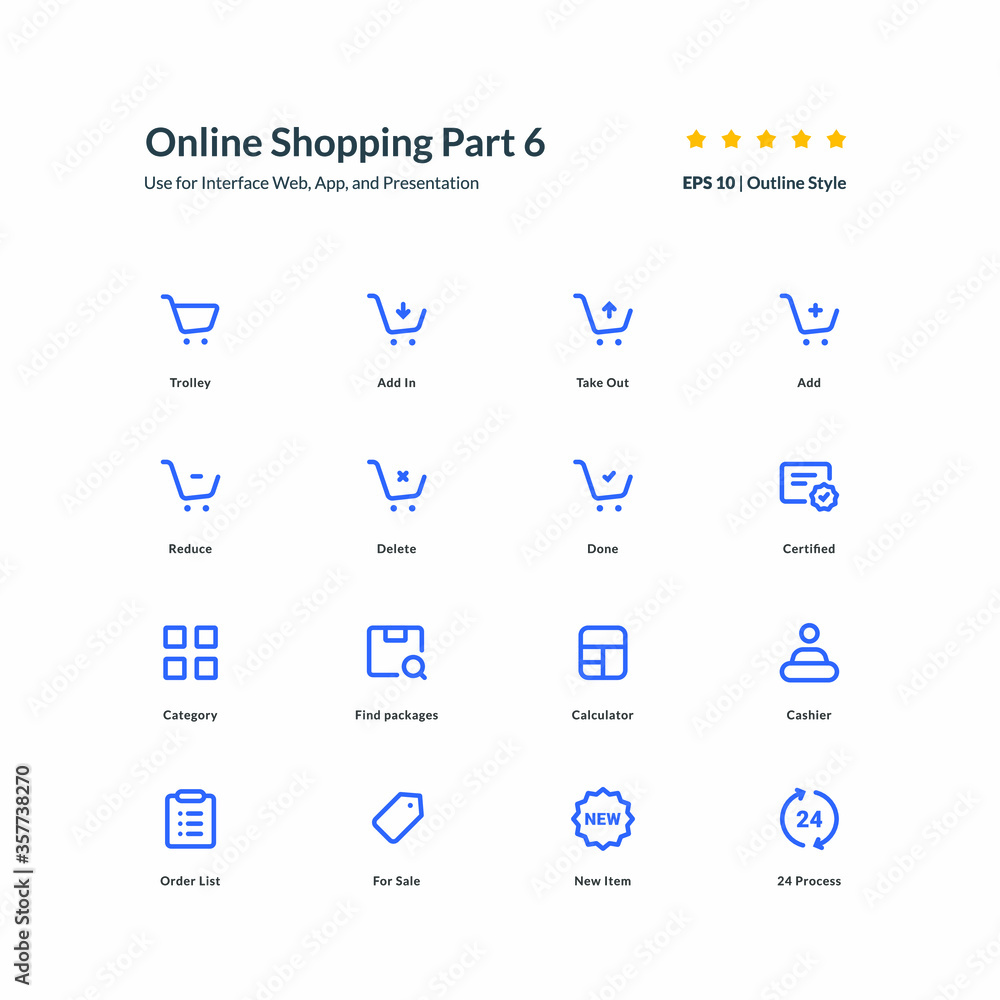 Shopping Category icon set app element interface part 6 vector graphic ...