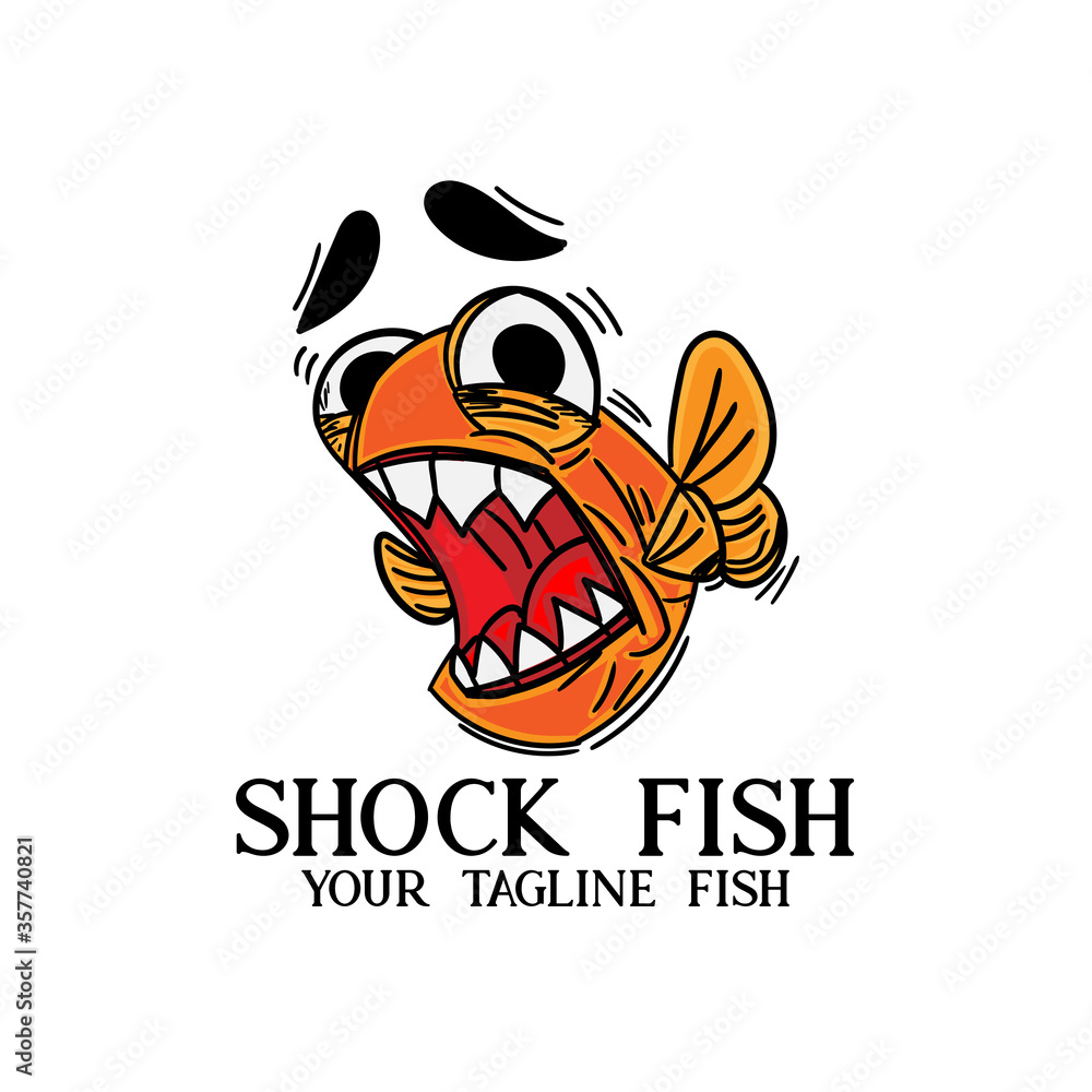 shock fish cartoon illustration vector. Stock Vector | Adobe Stock