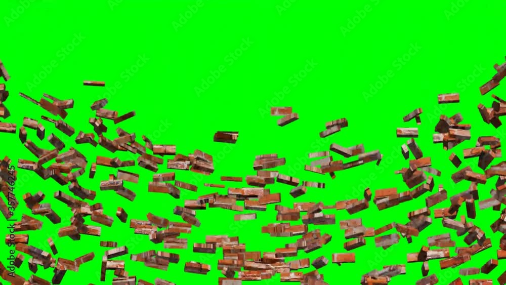 broken smashing brick wall on green screen background Stock Video ...