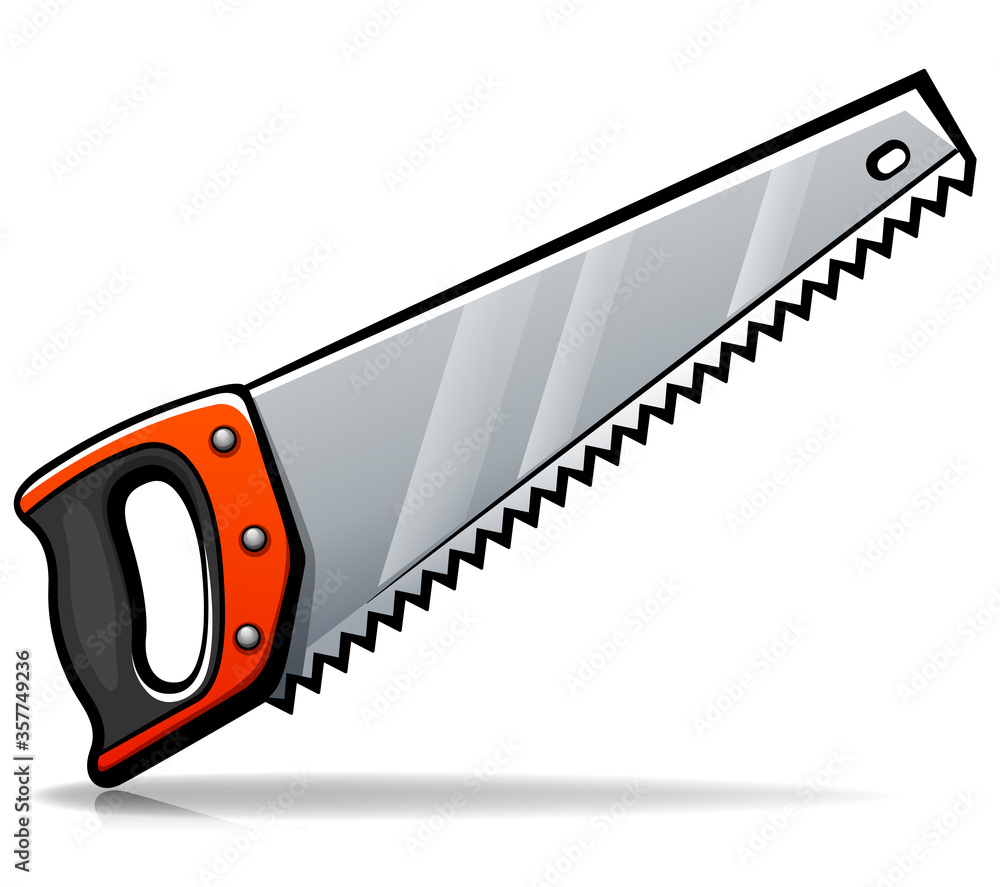 Vector hand saw cartoon isolated Stock Vector | Adobe Stock