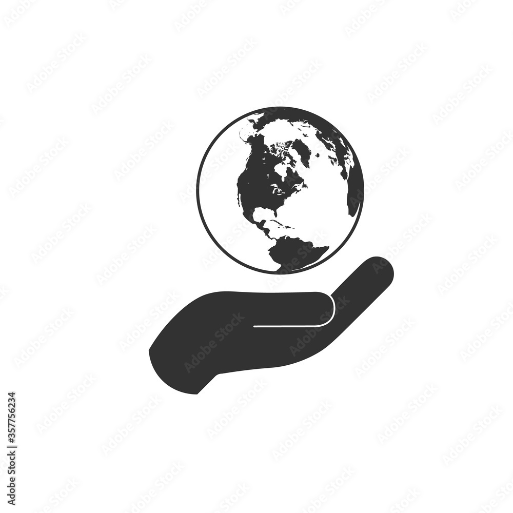 hand holding globe icon., earth symbol. Stock vector illustration ...