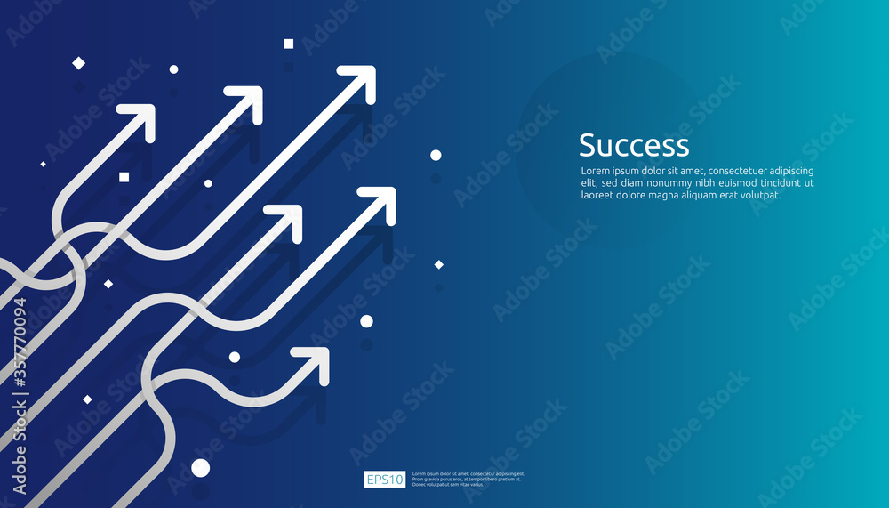 line arrow direction for vision, business growth, teamwork leader and ...