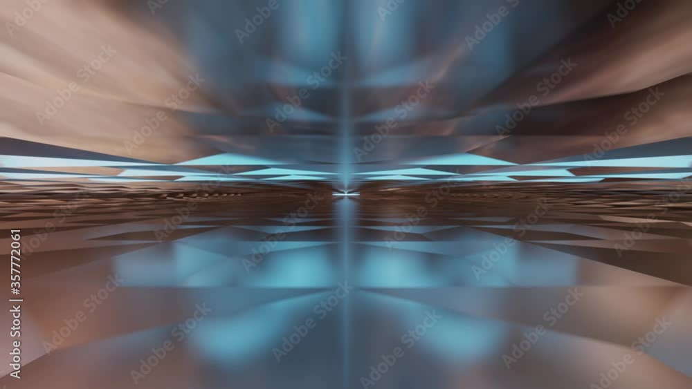 Futuristic sci-fi reflective glass looping animation. Blue and copper ...
