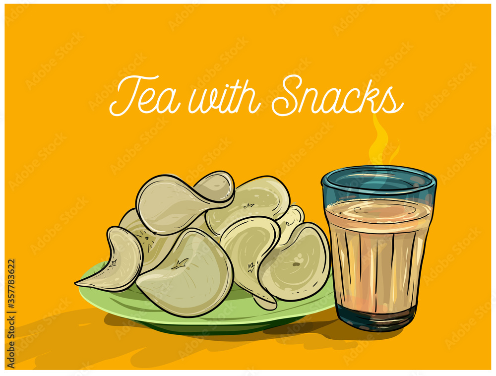 tapioca chips kerala food vector illustration Stock Vector | Adobe Stock