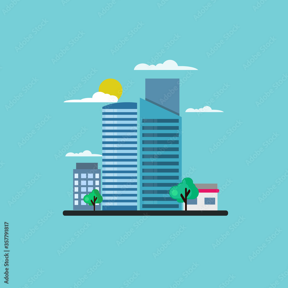 modern office building vector illustration flat design Stock Vector ...
