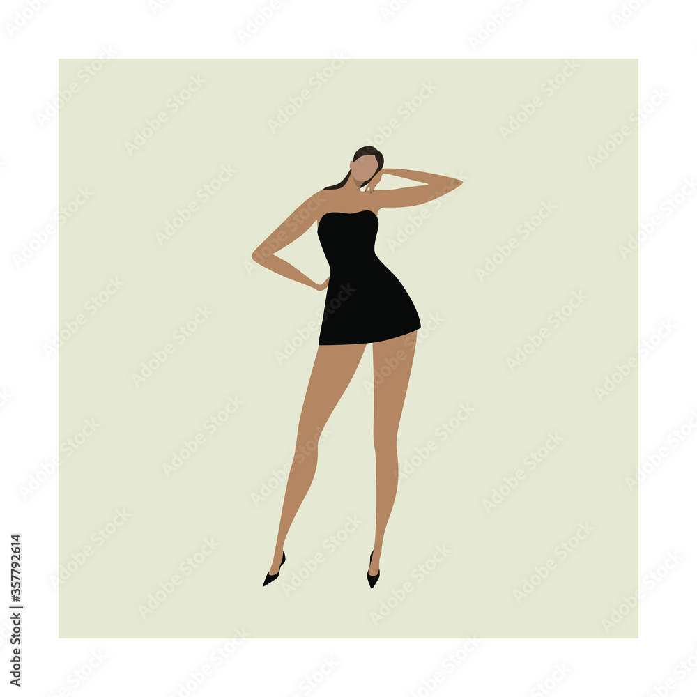 Vector isometric illustration of girl standing pose fashion model ...