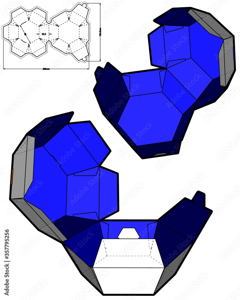Diamond Shape Box packaging and Die-cut Pattern. The .eps file is full ...
