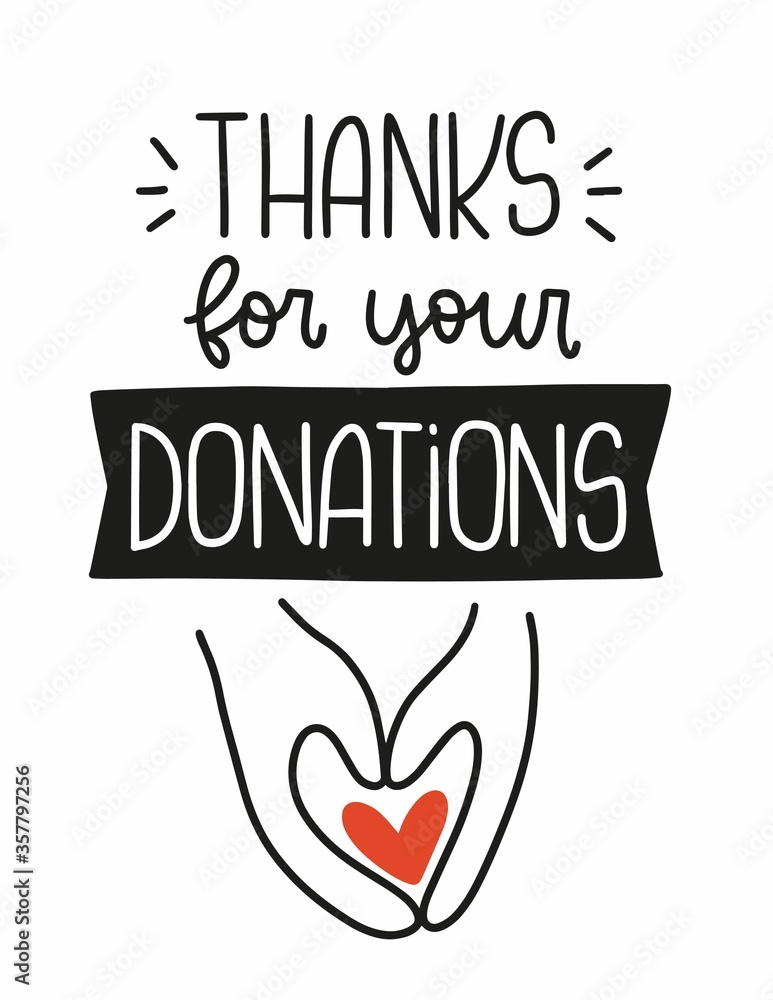 Thanks for your donations quote vector design for a charity event or ...