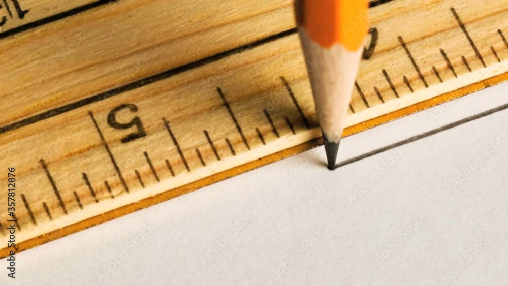 Pencil drawing a straight line with a ruler 素材庫影片 | Adobe Stock
