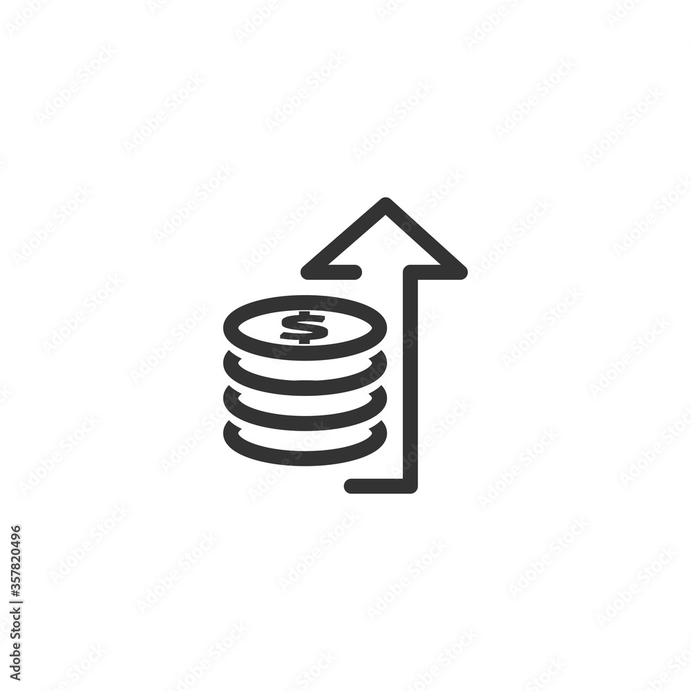 dollar rate increase icon. Money symbol with stretching arrow up ...