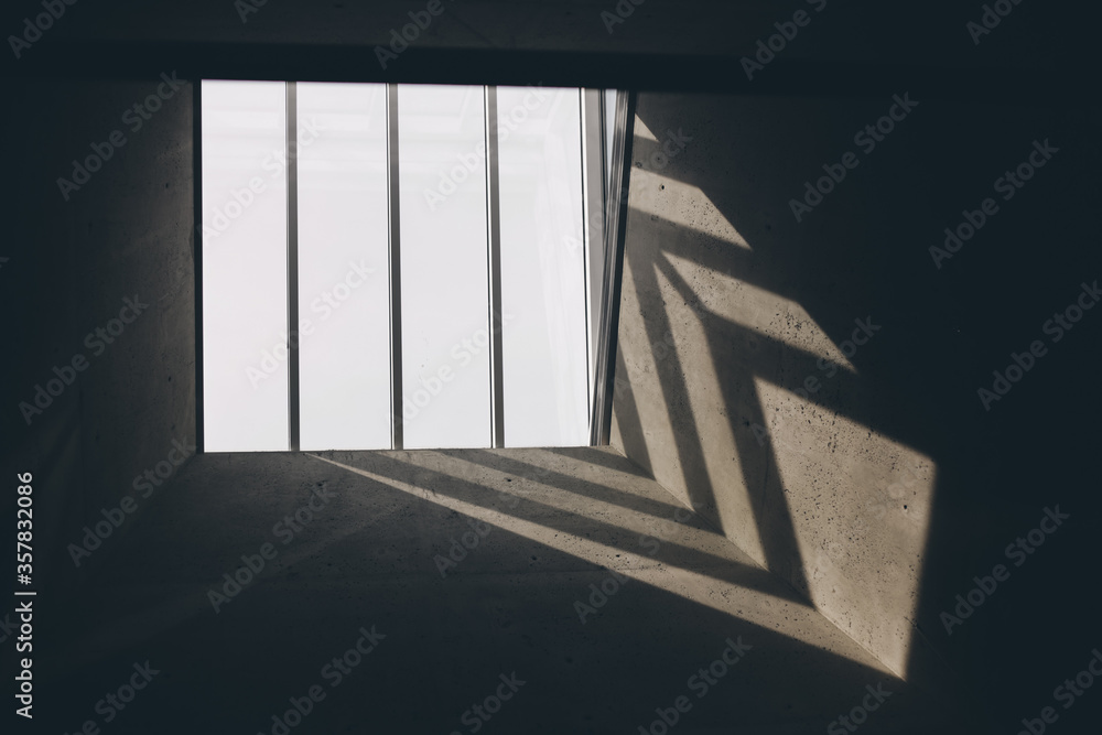 The architectural detail of the building. Roof or ceiling window with ...